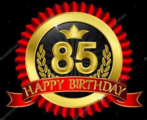 Years Happy Birthday Golden Label With Ribbons Vector Illustration