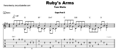 Tom Waits Ruby S Arms Guitar Lesson Tab Chords Jerry S Guitar Bar
