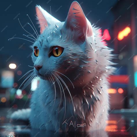 Premium Ai Image Cat Anime Style Feeling Tshirt Style Design 3d Render