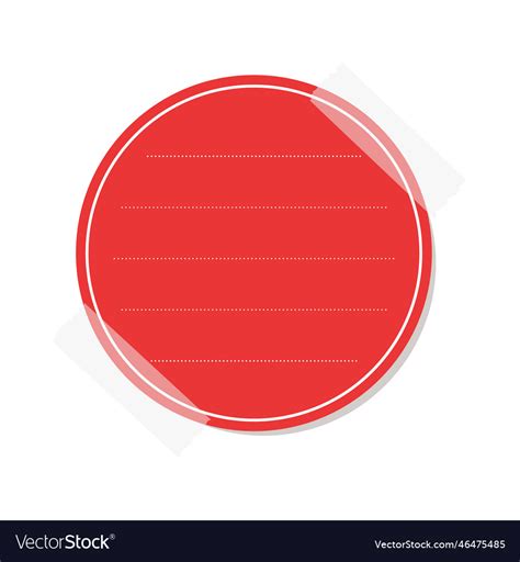 Round Red Sticky Post Note Template Taped Office Vector Image