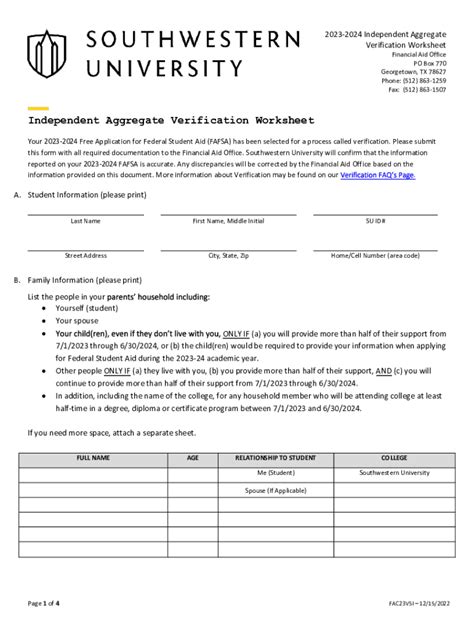 Fillable Online Aggregate Verification Worksheet Independent 22 23
