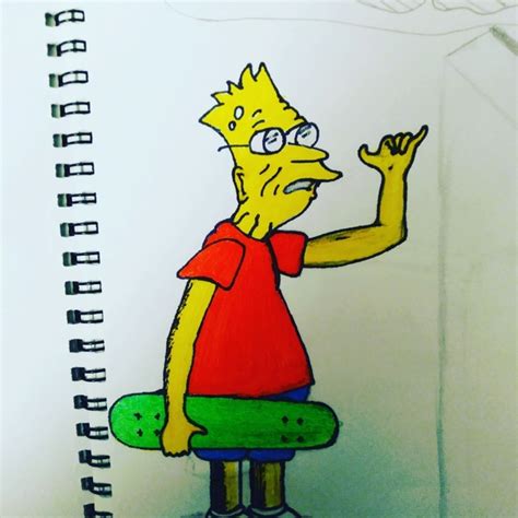 Art Custom Drawing Of Bart Simpson Mixed With The Professor From Futurama Poshmark