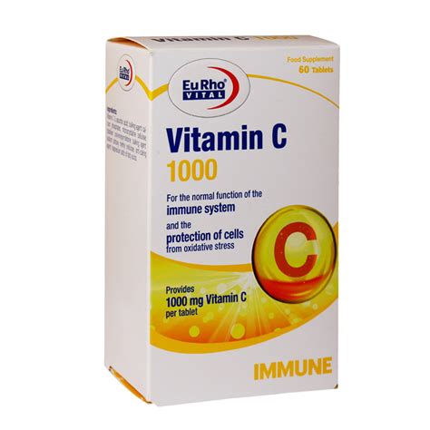 قرص ویتامین C 1000 میلی گرم یوروویتال بسته 60 عددی