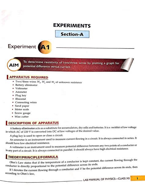 A1 To Determine Resistivity And Graph For Pd Vs I Pdf