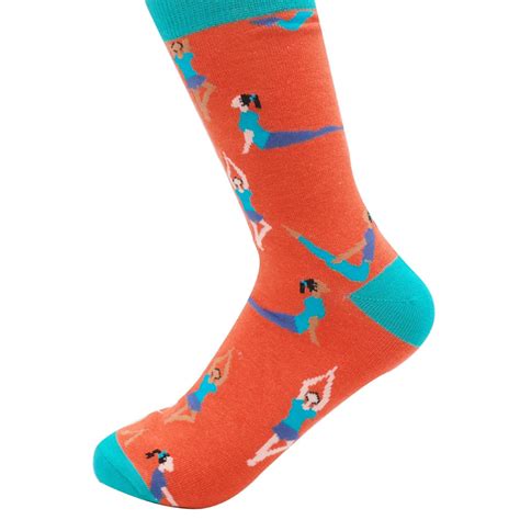 Miss Sparrow Womens Yoga Print Bamboo Socks Burnt Orange About Living