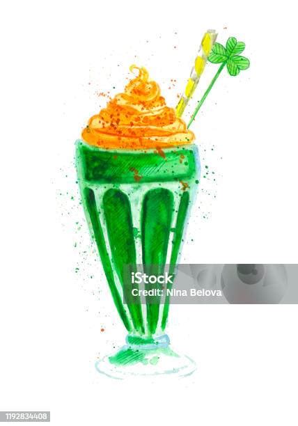 성 패트릭의 날에 녹색 칵테일 고립 된 음료 0명에 대한 스톡 벡터 아트 및 기타 이미지 0명 St Patricks