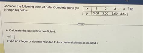 Solved Consider The Following Table Of Data Complete Parts Chegg