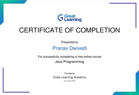 Java Greatlearning Certificate Pranav Dwivedi