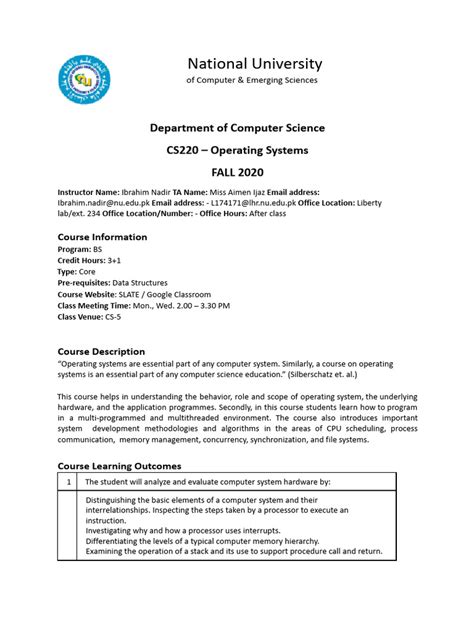 2020 course outline fall os pdf process computing thread