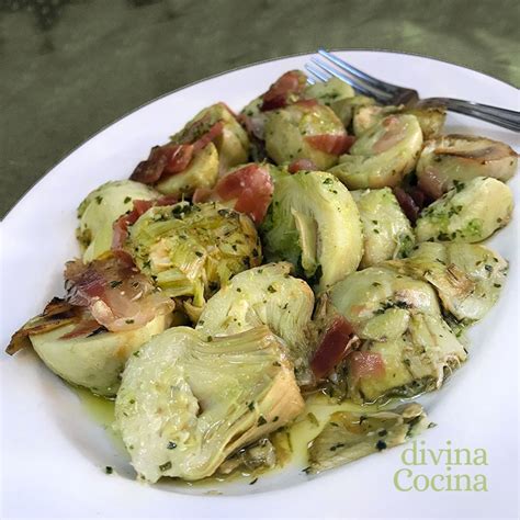 Alcachofas salteadas con jamón Receta de DIVINA COCINA