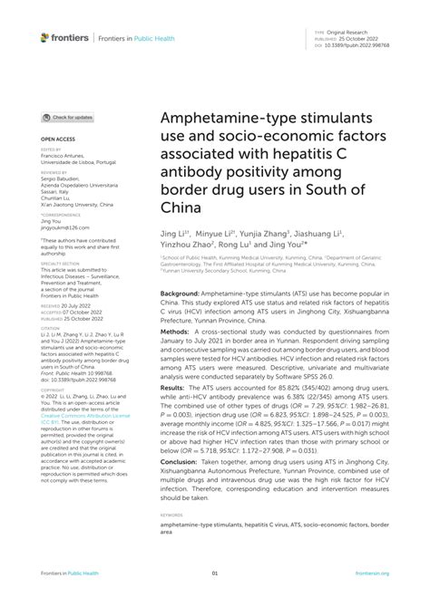 Pdf Amphetamine Type Stimulants Use And Socio Economic Factors