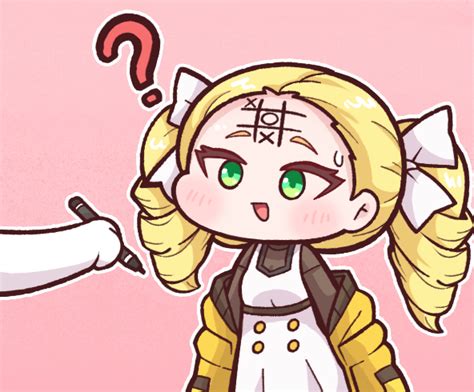 Safebooru 1girl Blonde Hair Blush Body Writing Bulga Chibi Drawing