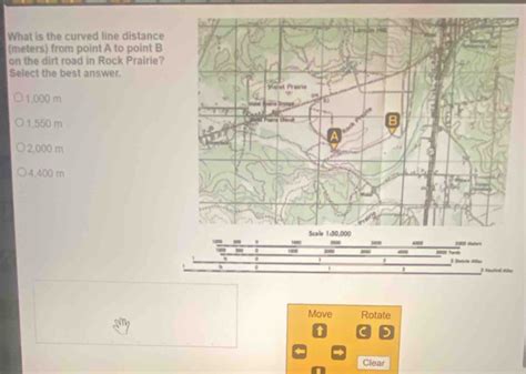 Solved What Is The Curved Line Distance Meters From Point A To Point