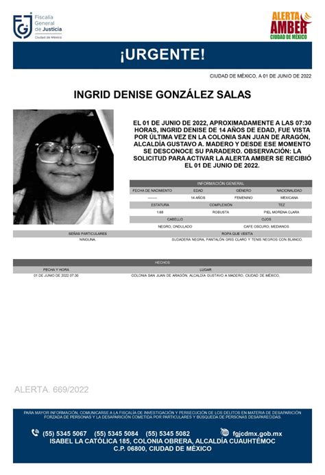 Fiscalía CDMX on Twitter Se activa AlertaAmber para localizar a una
