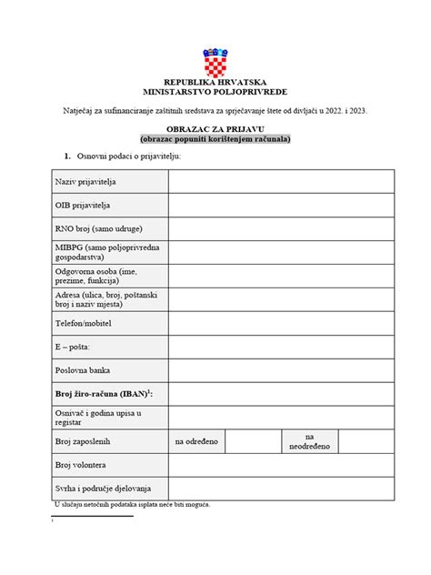 Obrazac Za Prijavu Pdf