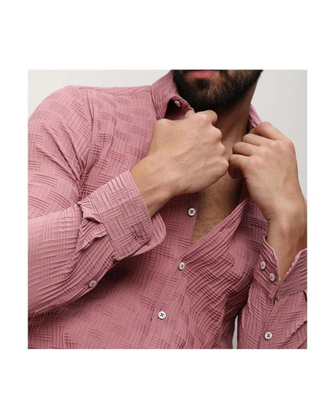 Campus Sutra Nude Self Design Intertwine Shirt In Pink For Men Lyst
