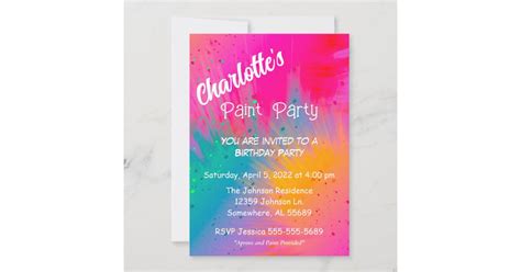 Paint Splatter Birthday Party Invitation Zazzle