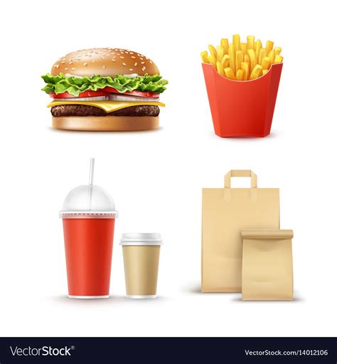 Fast Food Set Royalty Free Vector Image Vectorstock
