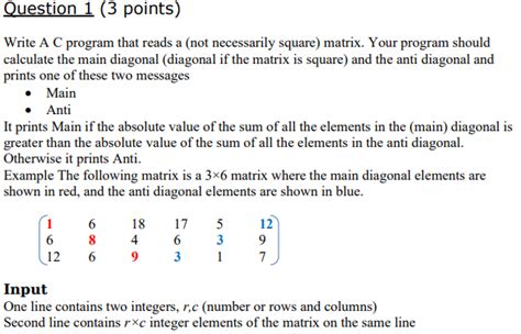 Solved Question 1 3 Points Write A C Program That Reads A