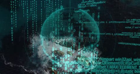 Animation Of Stormy Ocean Waves With Digital Globe And Binary Code Processing Stock Footage