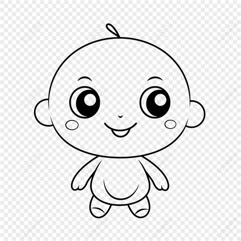 嬰兒輪廓素描的嬰兒著色頁 向量線描黑白eps圖案素材免費下載，可愛卡通圖片，尺寸4267 × 4267px Lovepik