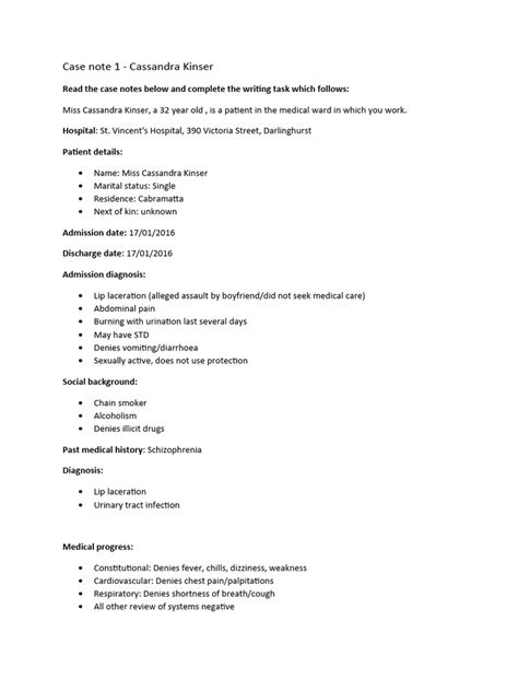 Case Note 1 Pdf Urinary Tract Infection Sexually Transmitted