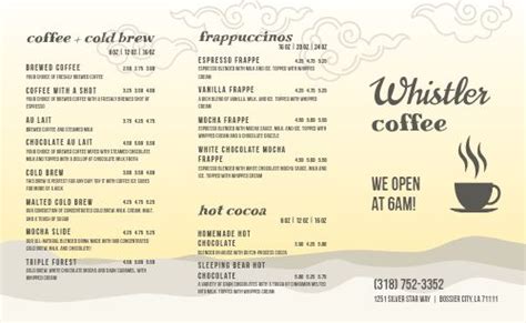 Whimsical Coffeehouse Takeout Menu Template By Musthavemenus