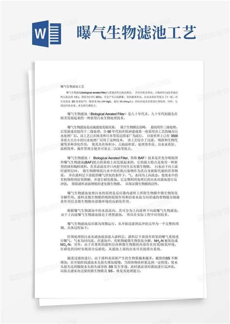 曝气生物滤池工艺word模板下载编号qobxmogv熊猫办公