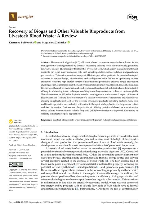 Pdf Recovery Of Biogas And Other Valuable Bioproducts From Livestock