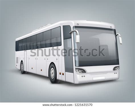 Vector Realistic Illustration White Passenger Bus 库存矢量图（免版税）1221631570