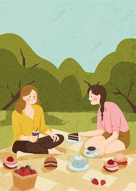 Summer Travel Characters Picnic Background Summer Travel Picnic Summer Background Image For