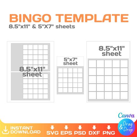 Bingo Game Blank Template Custom Empty Bingo Card Diy Editable Svg