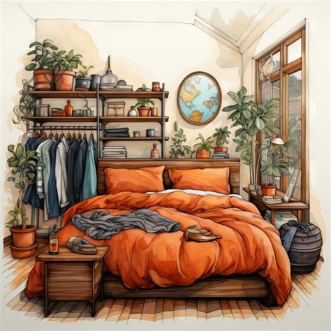 Premium Photo Vector Illustration Of A Bedroom