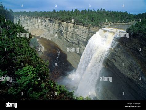 Canada Quebec Province Anticosti Island Vaureal Falls Stock Photo