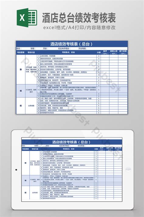نموذج تقييم أداء استقبال الفندق اكسل قوالب Xls تحميل مجاني Pikbest