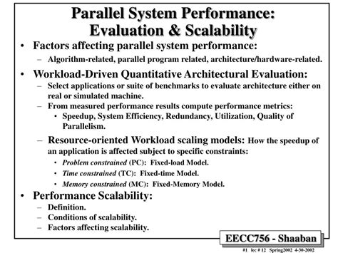 Ppt Parallel System Performance Evaluation And Scalability Powerpoint