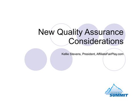 New Quality Assurance Considerations Ppt Technology And Computing