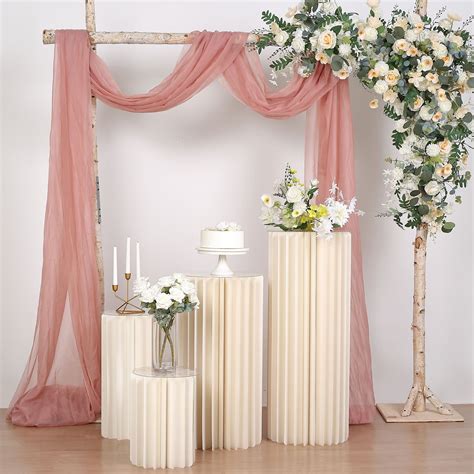 40 Ivory DIY Accordion Cylinder Cardboard Display Column Stand Folding Pillar Pedestal Box