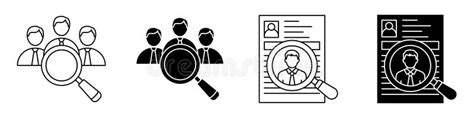 Recruitment Icons Versions Set In Black Flat And Line Style Stock Vector Illustration Of