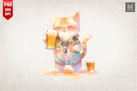 Cute Cat Drinking Summertime Bundle By Mulew Art Thehungryjpeg
