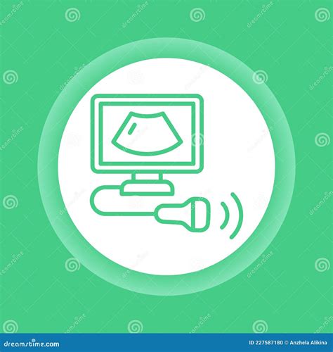 Ultrasonic Diagnostic System Black Line Icon Outline Pictogram Cartoon