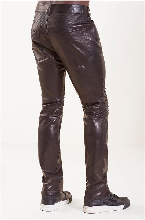 True Religion Biker Straight Leather Mens Pant In Black For Men Lyst