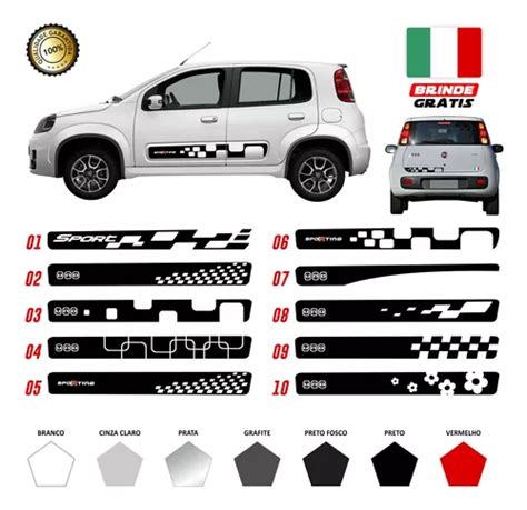 Kit Adesivos Faixa Lateral Novo Uno Vivace Evo Portas Parcelamento Sem Juros