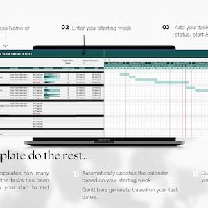 Simple Excel Gantt Chart Automated Project Timeline Microsoft Excel Template Etsy