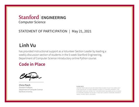 Thank You Stanford University For Having Me As A Section Leader In Code
