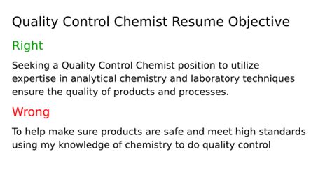 Top 17 Quality Control Chemist Resume Objective Examples