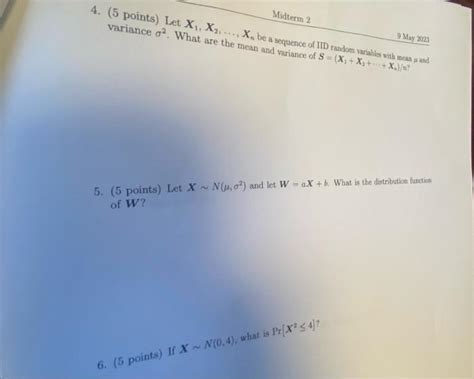 Solved 4 5 Points Let X1 X2 Variance σ2 What Are The Xn