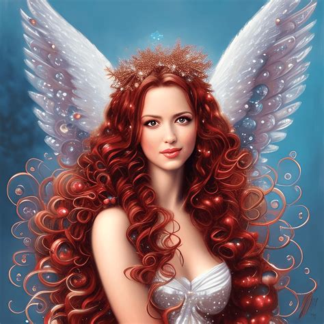 Stunning Magical Full Body Christmas Angel With Long Wavy Red Hair