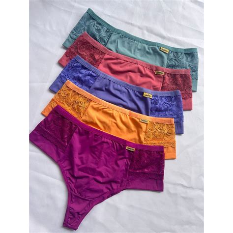 Kit 4 Calcinha Tanga Feminina Com Pala Fio Duplo Larga Cós Alto
