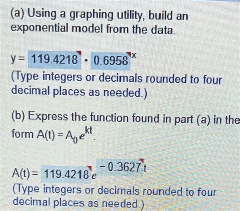 Solved A Using A Graphing Utility Build An Exponential Chegg